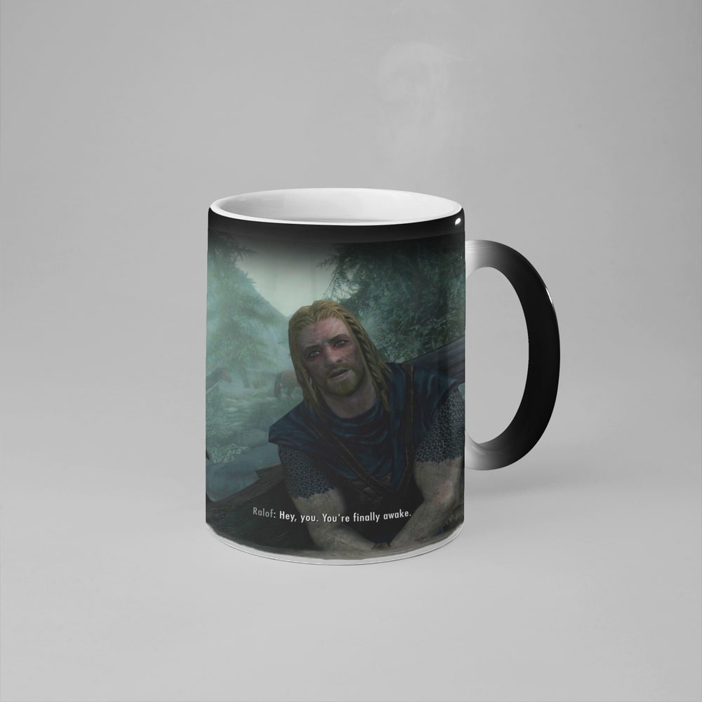 Hey You, You're Finally Awake Mug – Skyrim Color Changing Coffee Mug ...